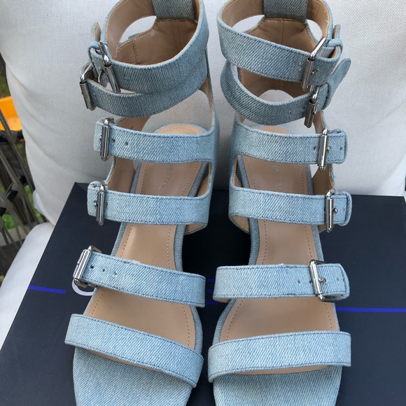Gun Metal | Shoes | New In Box Gunmetal Embroidered Blue Jean Sandals ...
